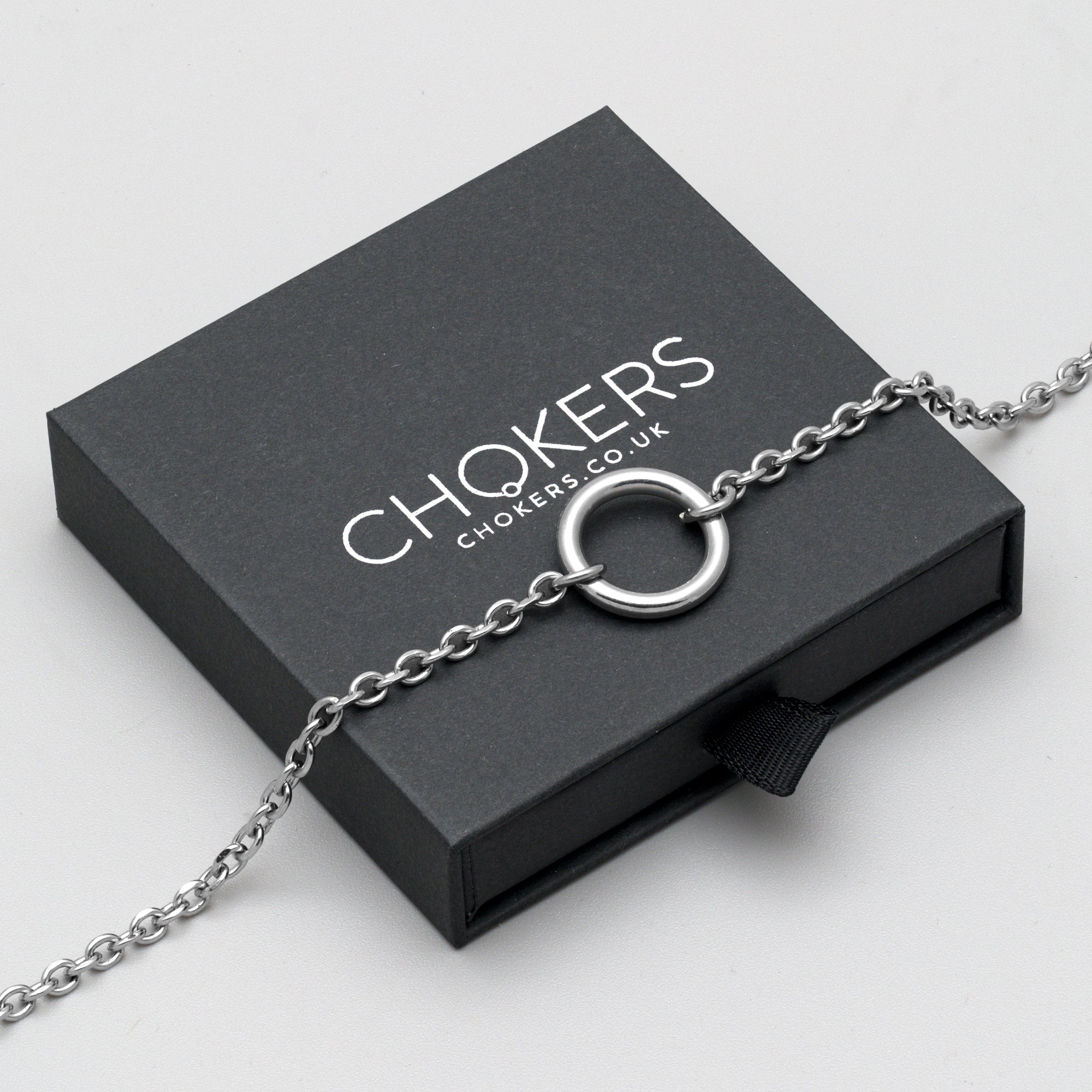 O Ring Day Collar - 4mm Cable Chain Submissive Choker Necklace