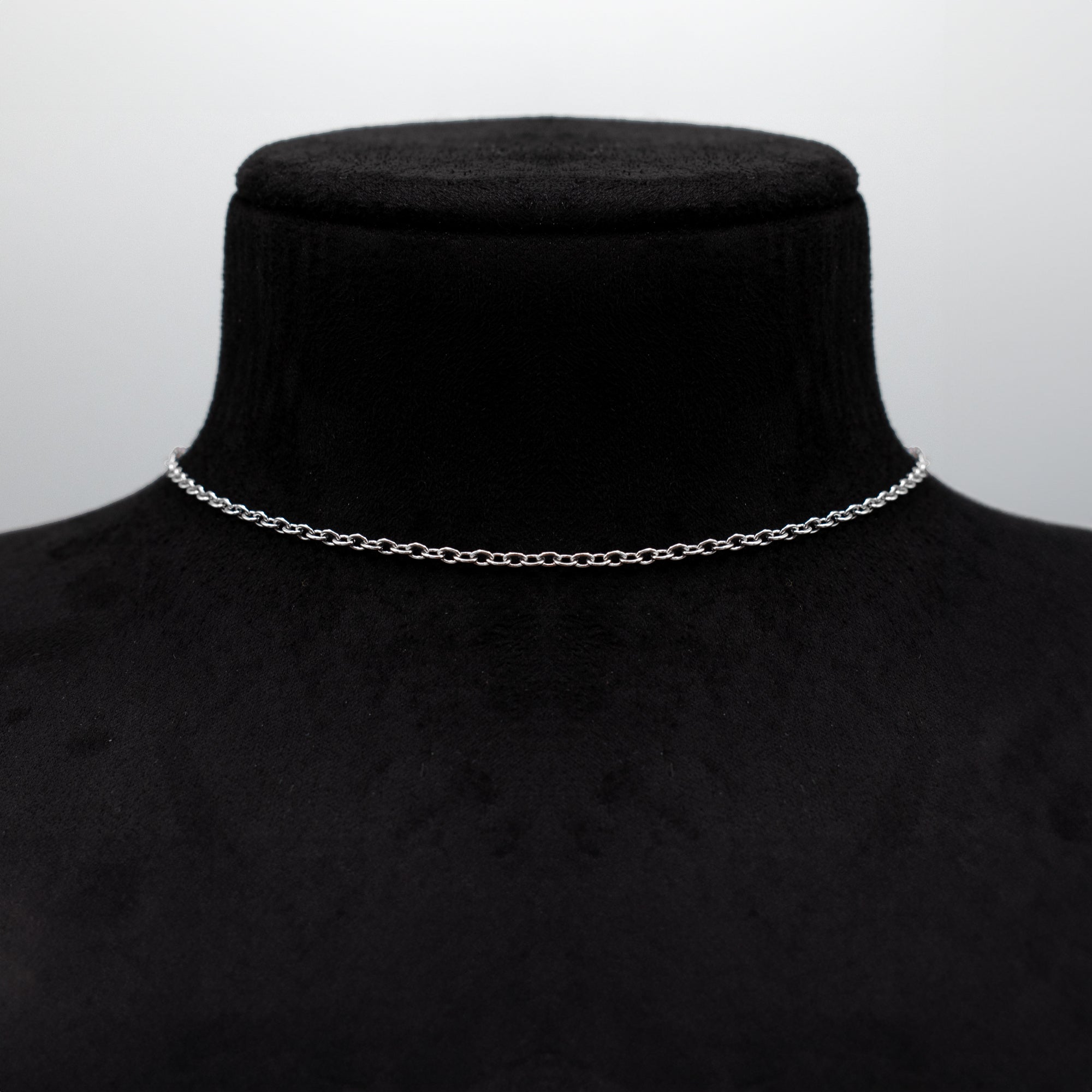 Plain Stainless Steel 2mm Cable Chain Choker Necklace
