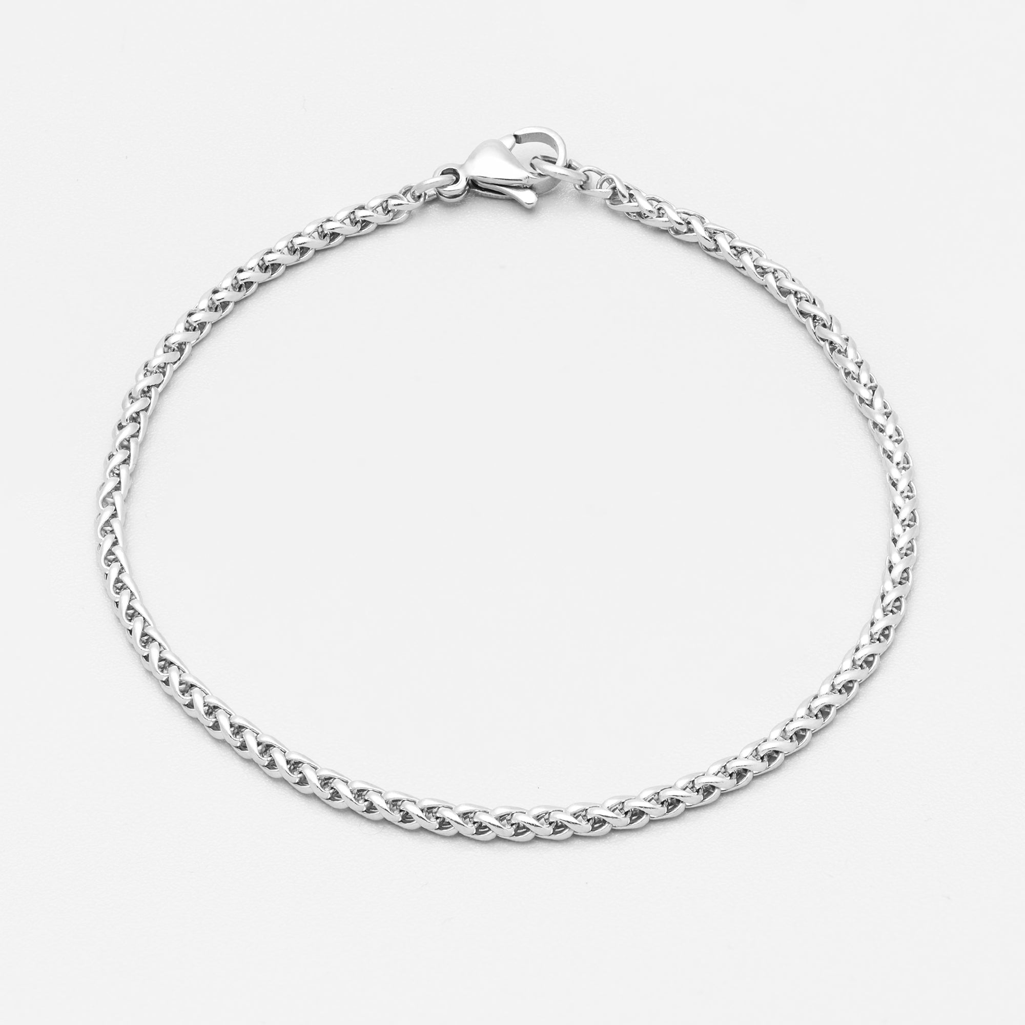 Silver Foxtail Chain Bracelet 2mm - Gothic Jewellery Non Tarnish