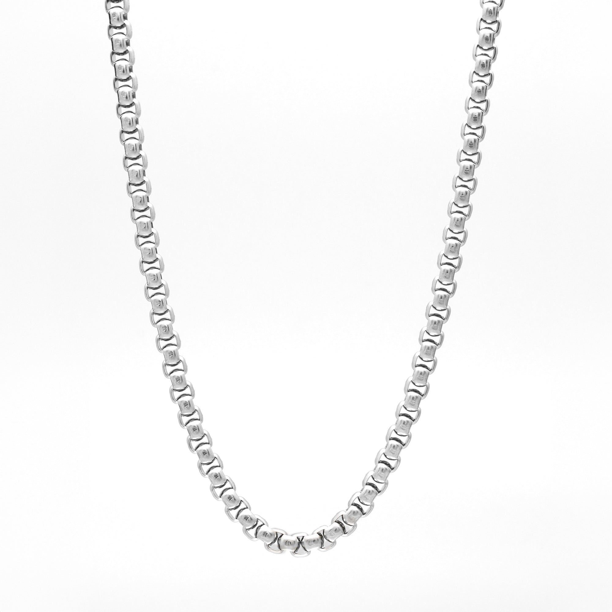 Silver 6mm Round Chunky Box Chain Necklace - 316 Stainless Steel
