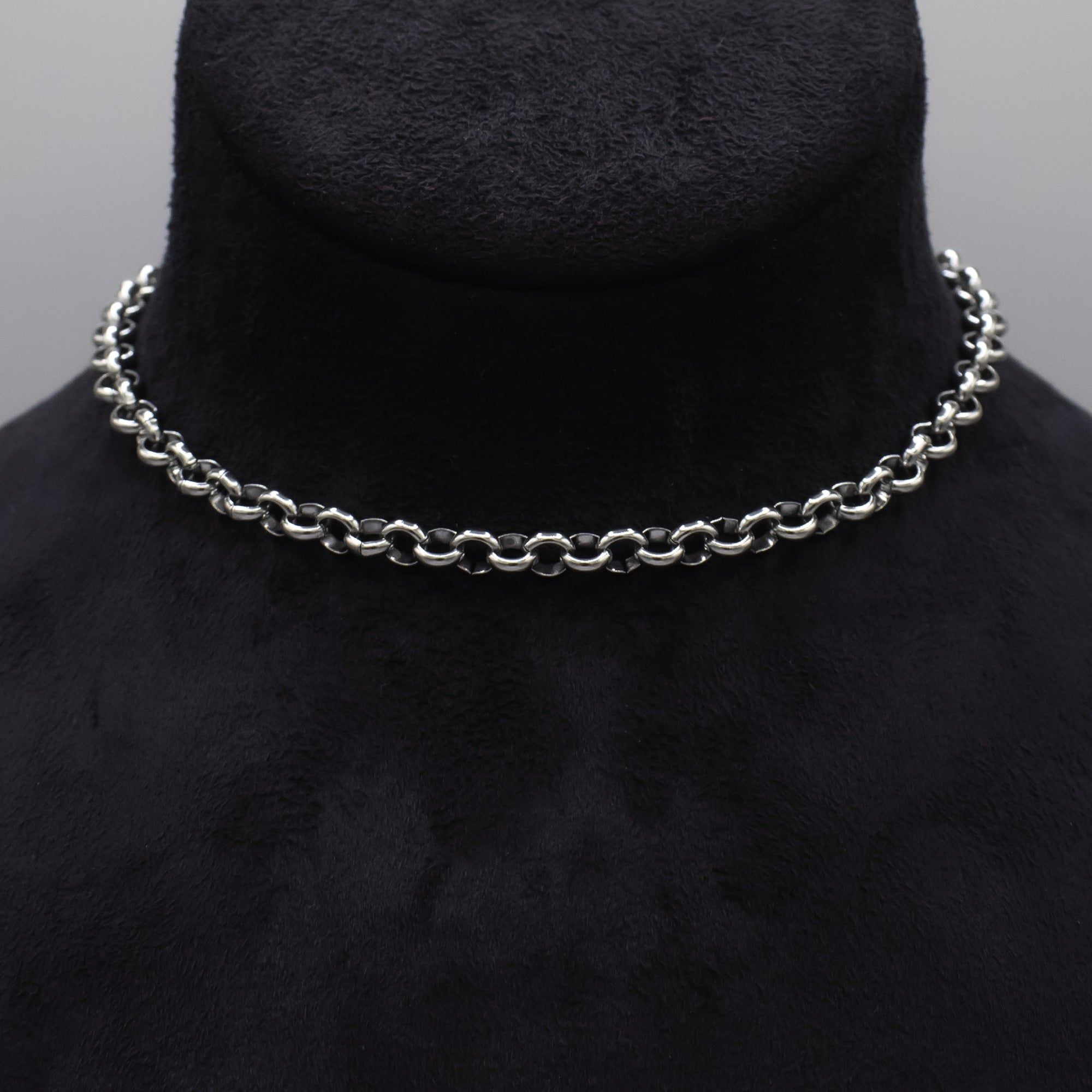 Plain Stainless Steel 6mm Belcher/Rolo Chain Choker Necklace