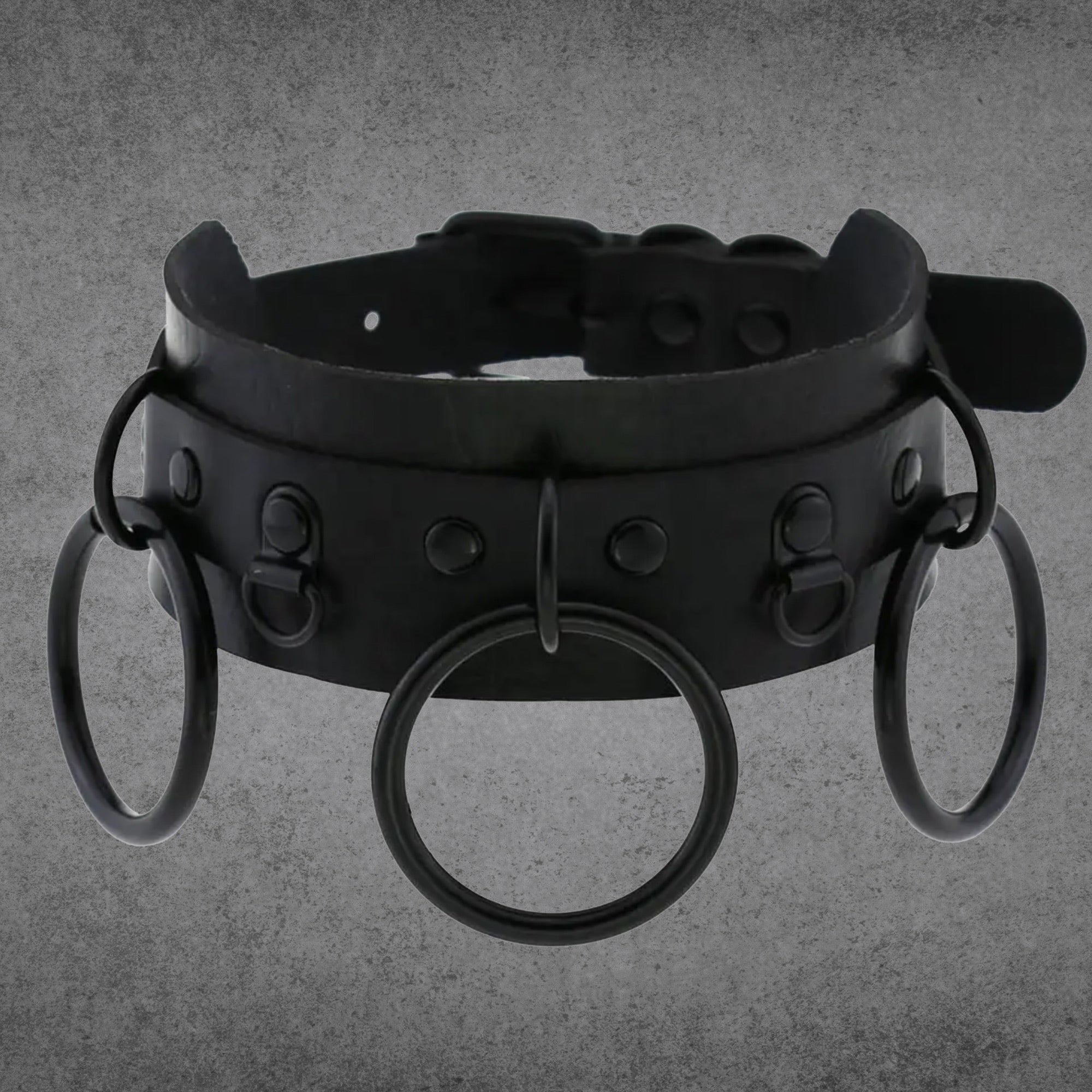 All Black Triple O Ring Choker - Gothic Collar