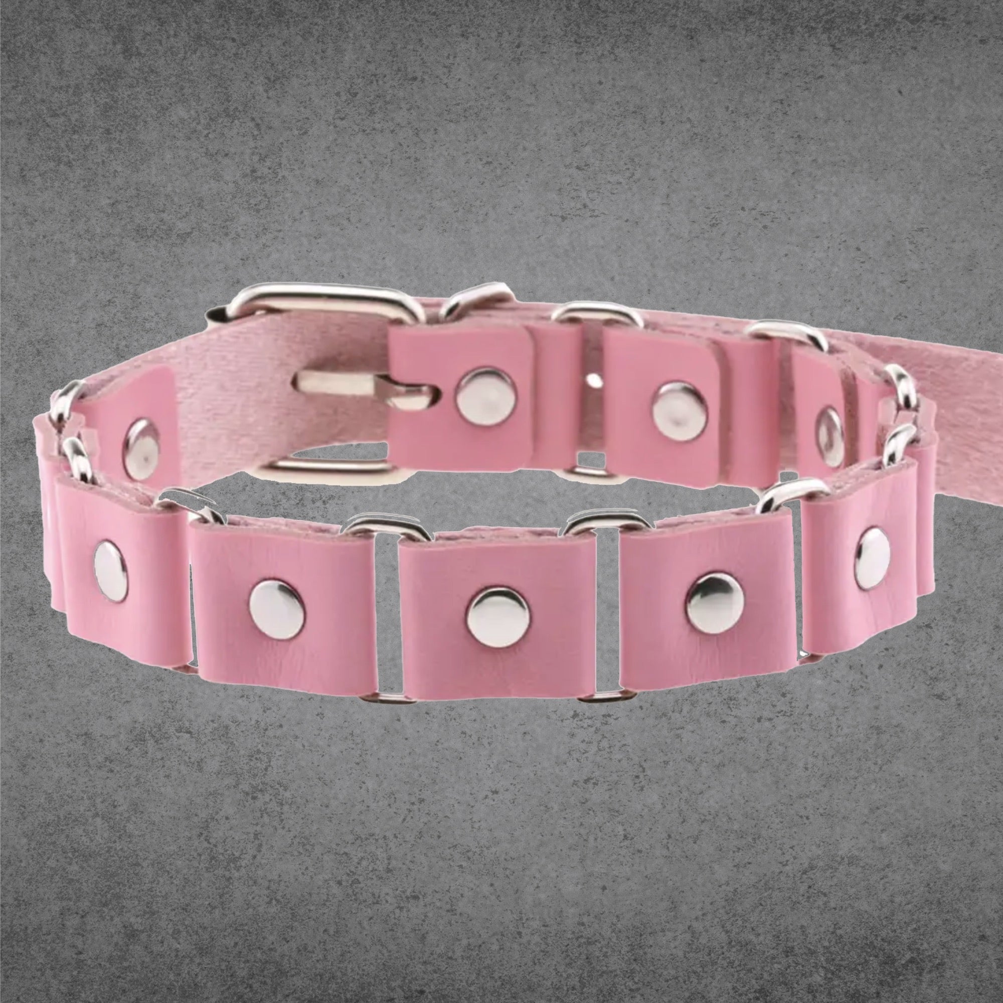 Linked Studded Choker Collar - Baby Pink