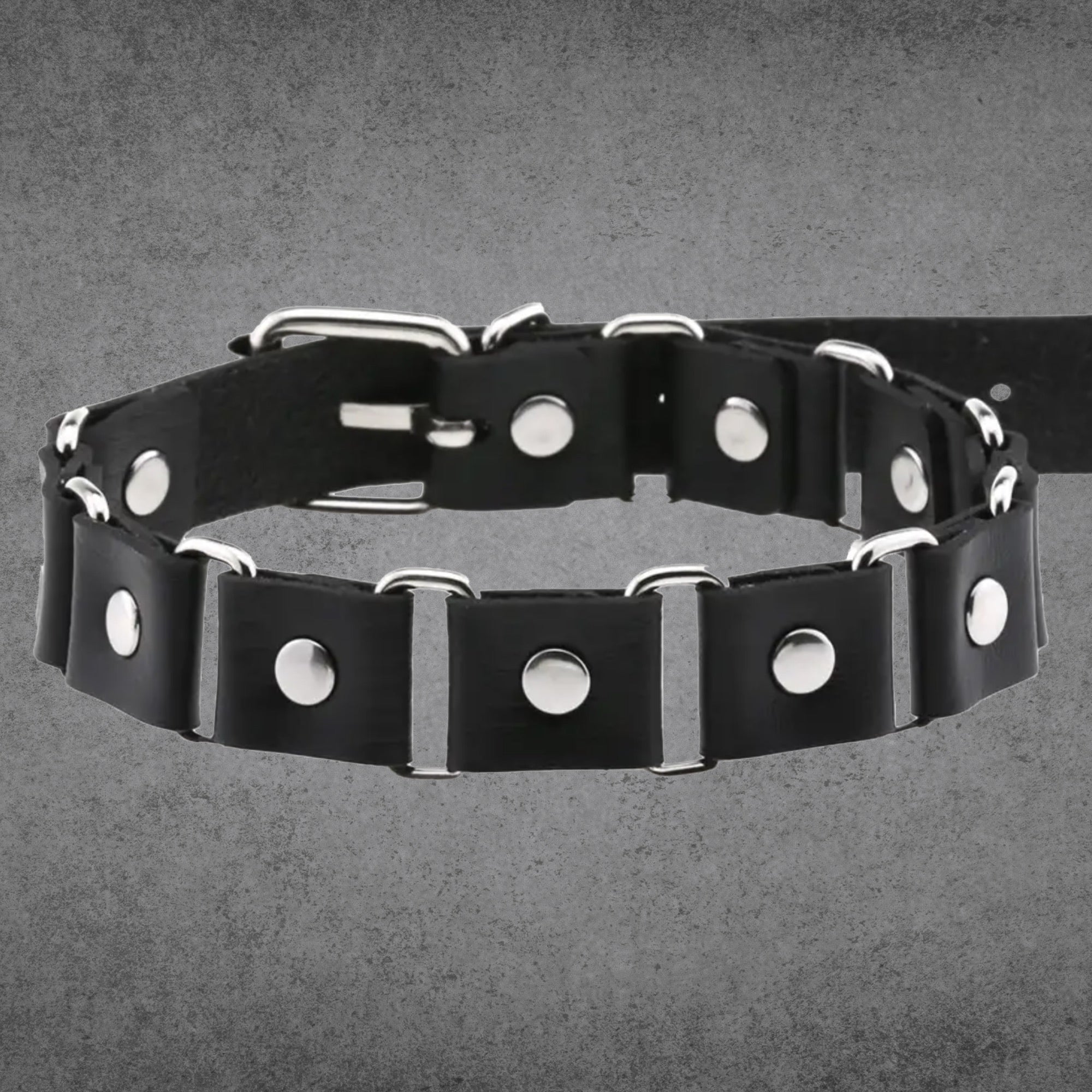 Linked Studded Choker Collar - Black