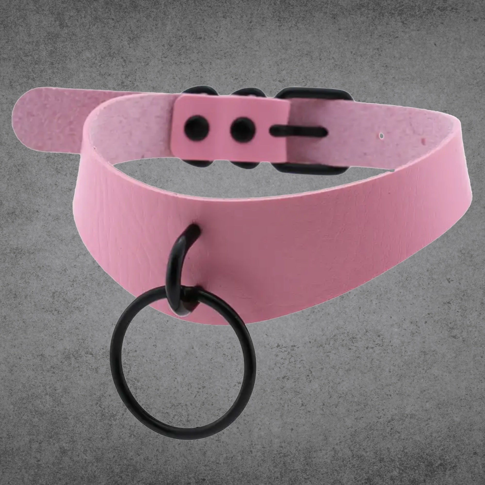 O Ring Posture Choker Collar - Baby Pink & Black