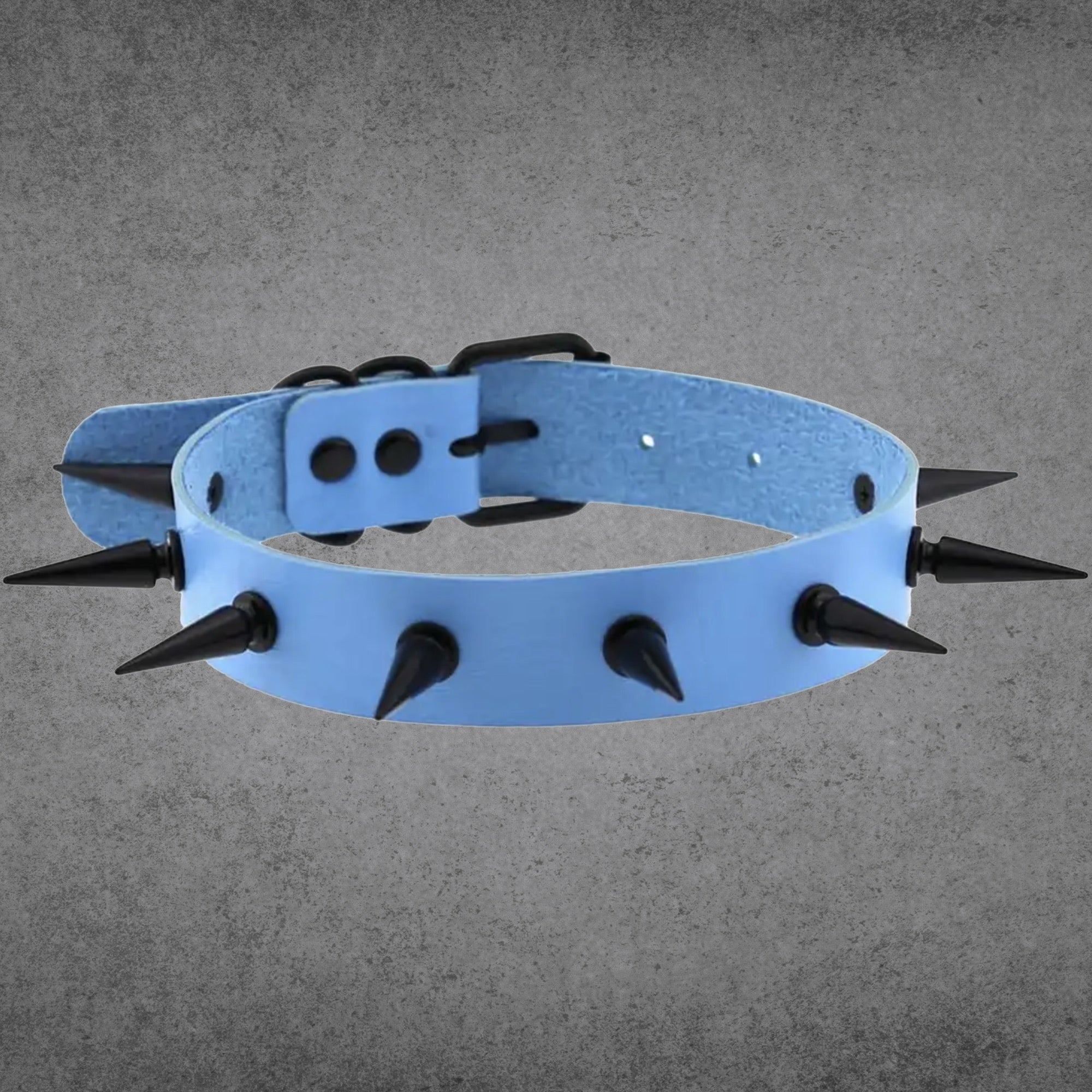 Kawaii 2 Inch Spike Collar - Baby Blue & Black