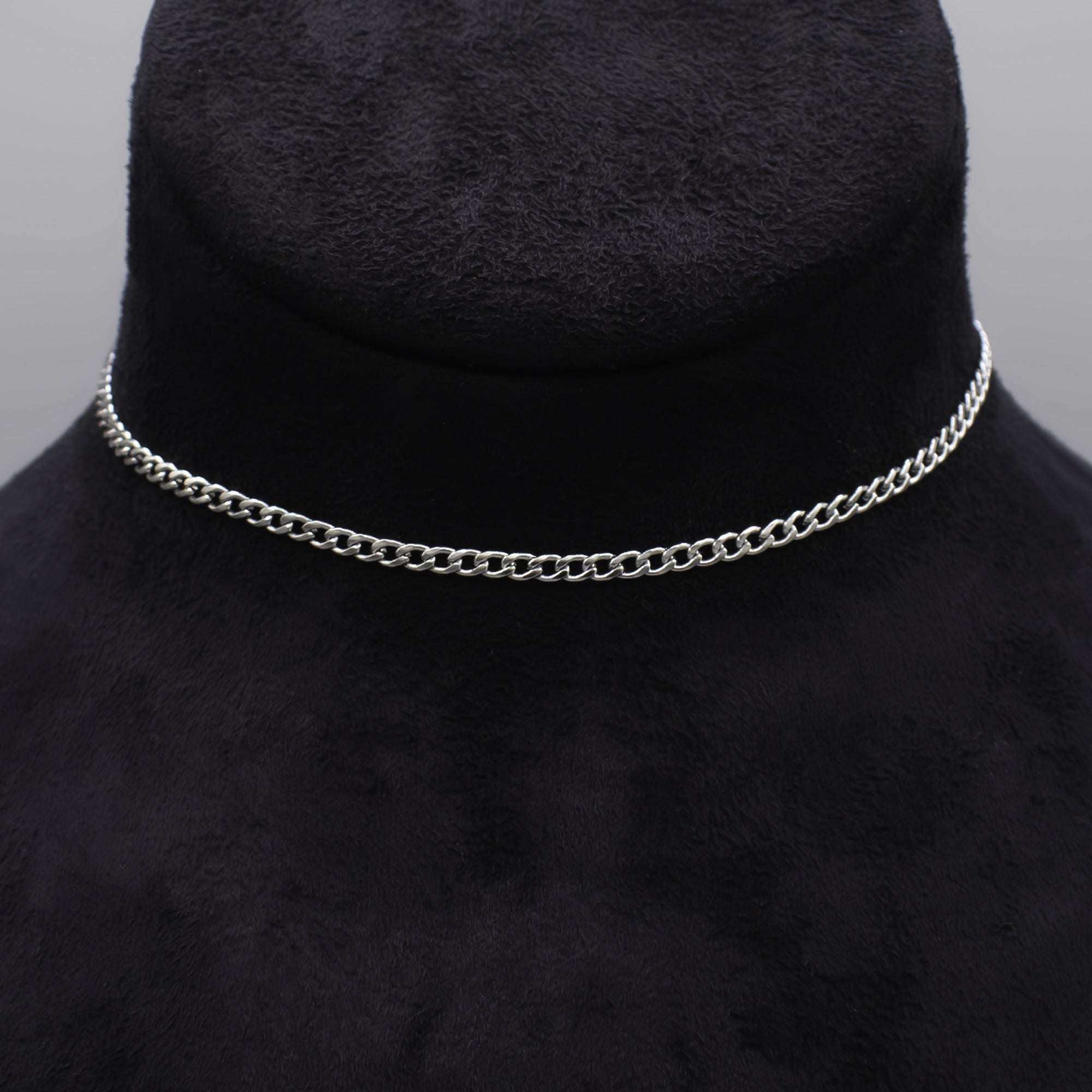 Silver Cuban Link Choker Chain Necklace | 3mm