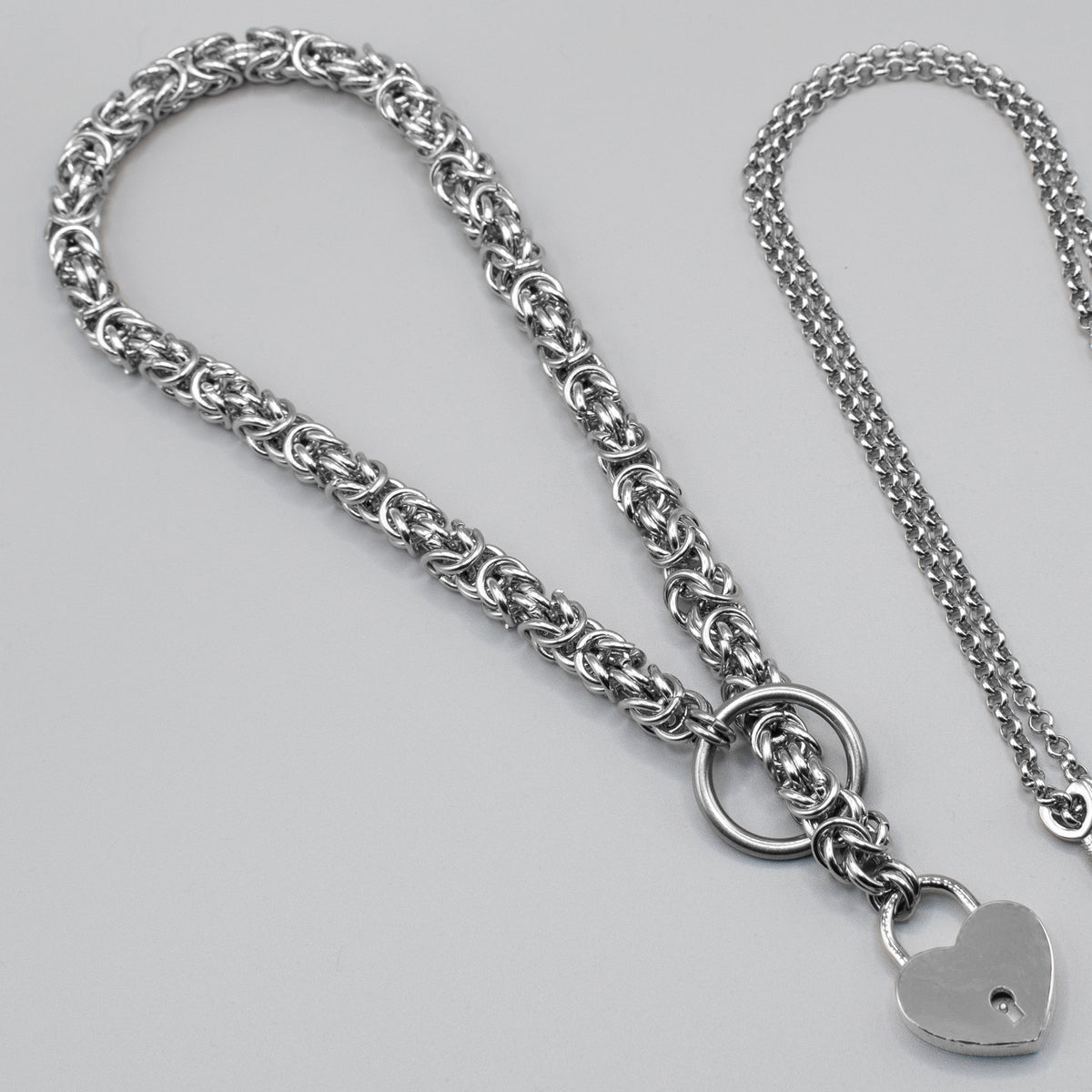 Slip Chain Chokers & Necklaces - Padlock & Heart Slip Chain Chokers