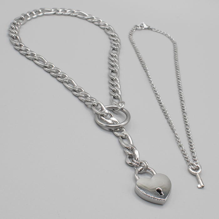 Slip Chain Chokers & Necklaces - Padlock & Heart Slip Chain Chokers