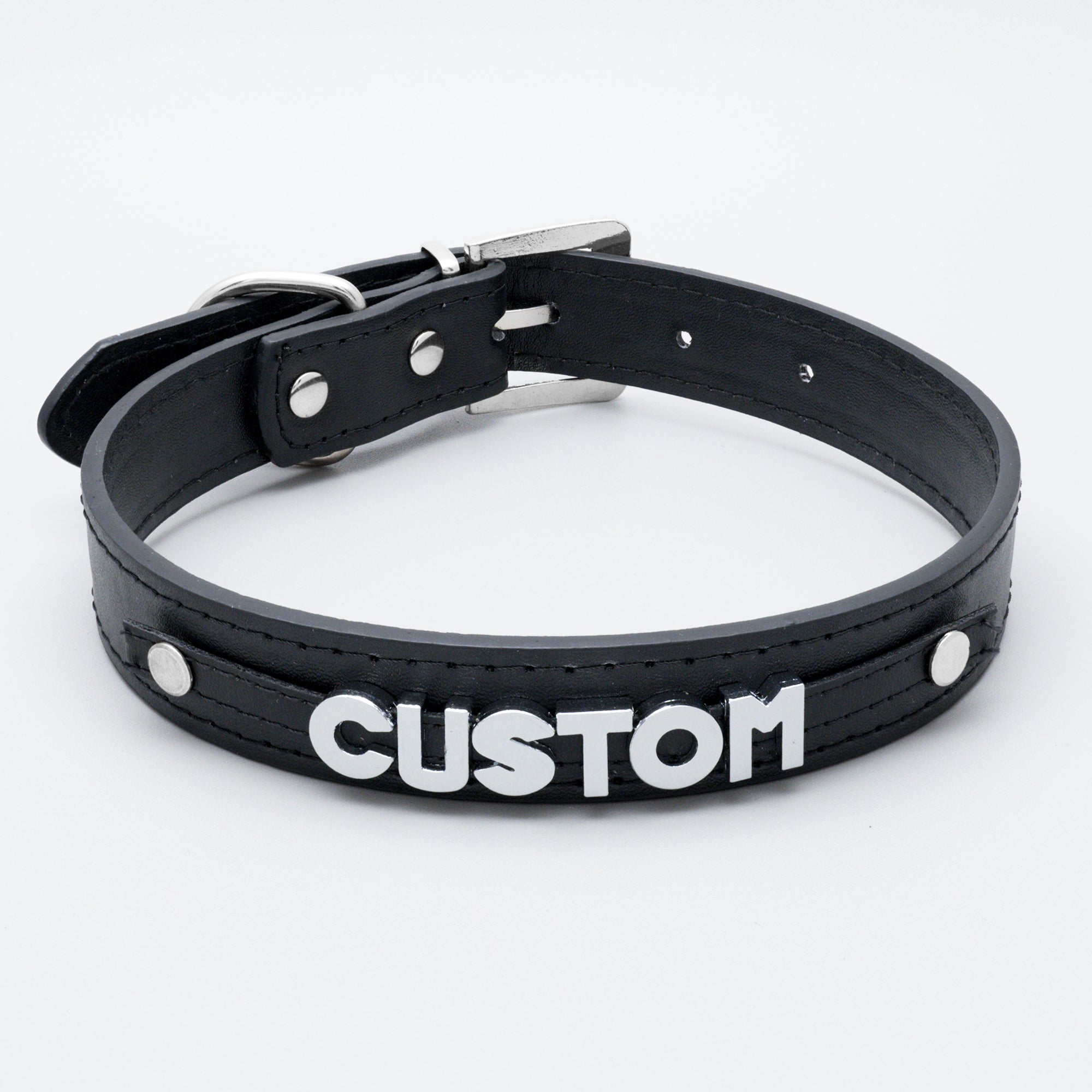 Custom Plain Silver Letter Charm Word Choker Collar - Cosplay Collar